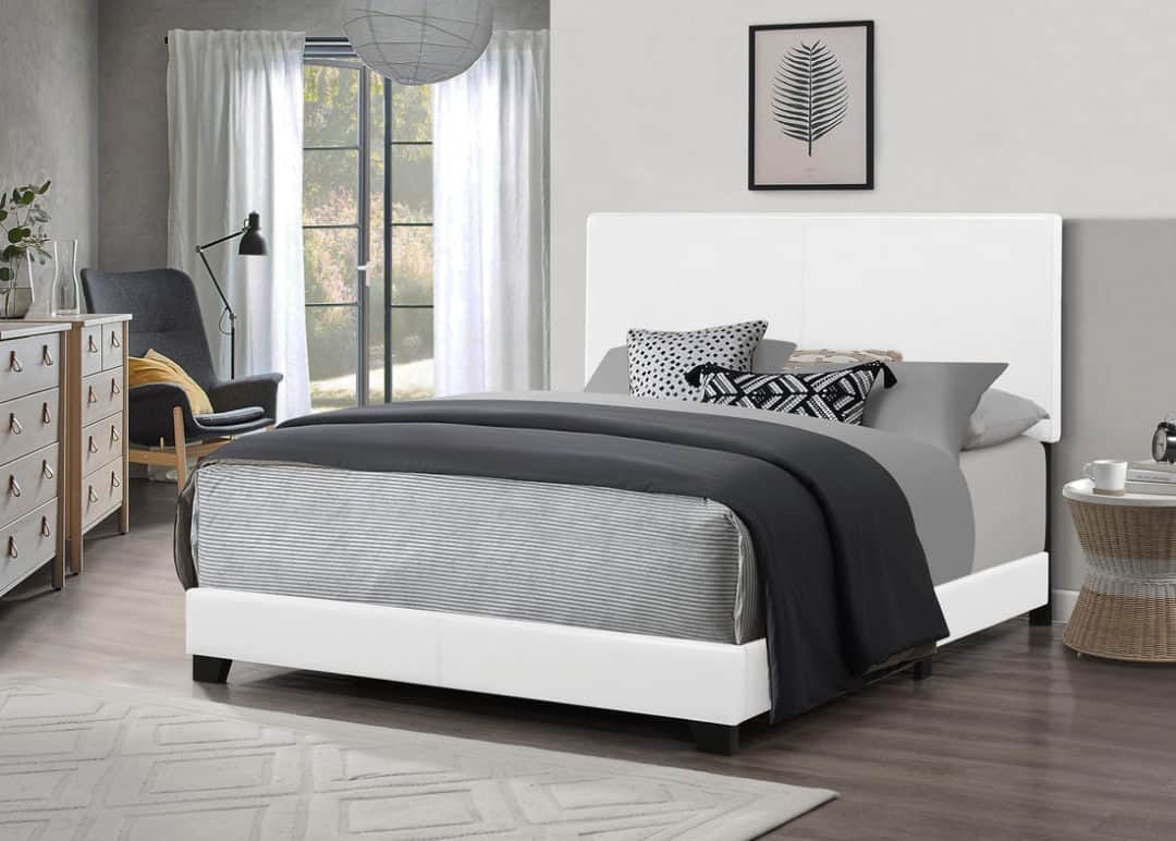 White Faux Leather Bed Full Size - McAllen Furniture